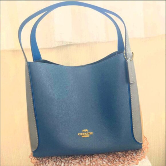 Coach | Bags | Coach Colorblock Hadley Hobo Dark Denim Blue Gray Tote Leather Bag Handbag New ...